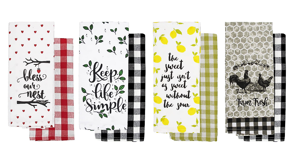Buffalo Plaid Kitchen Towels Set of 8 - Cute & Colorful