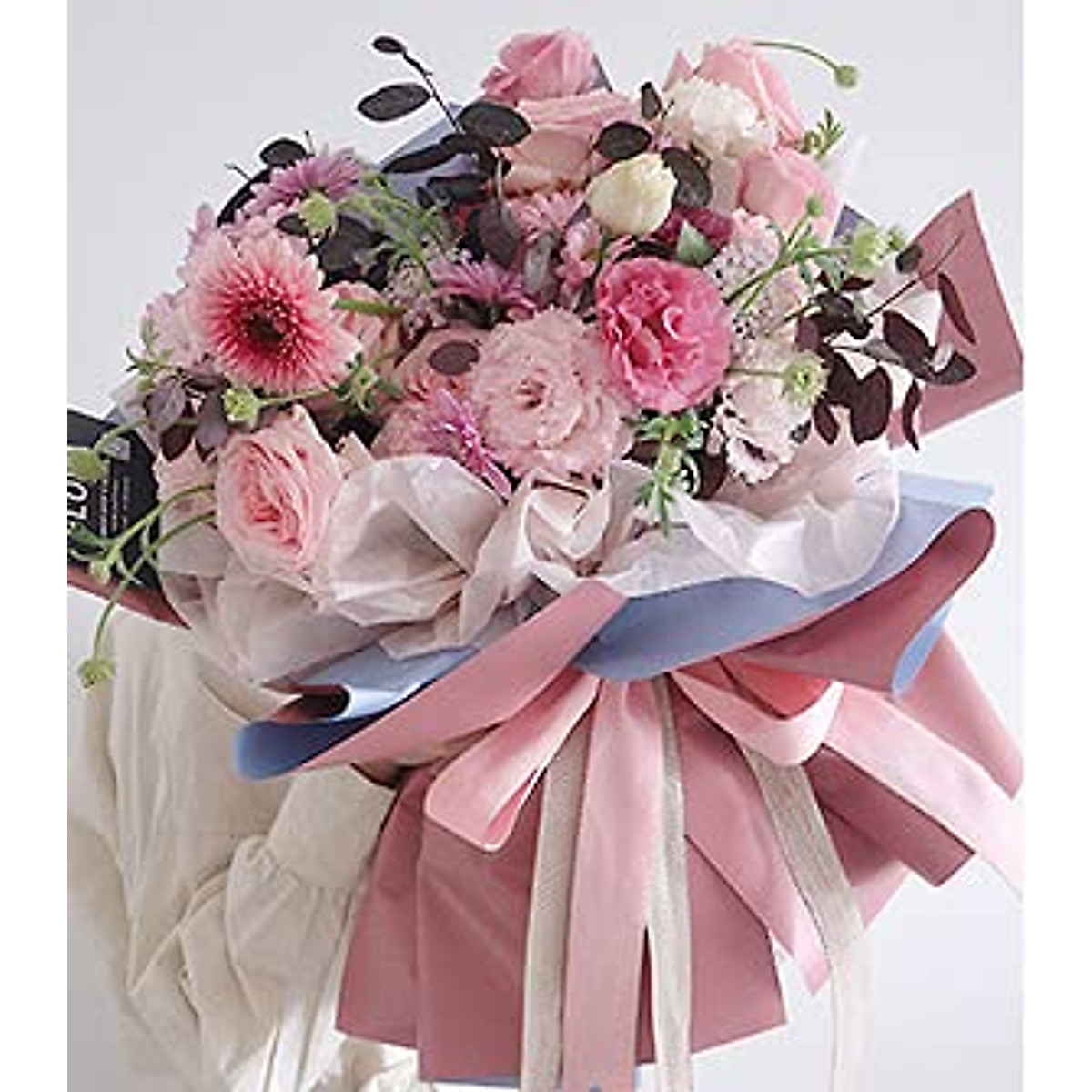 Rikyo 24 Counts Waterproof Fresh Flowers Wrapping Paper,Double-Sided Packaging Florist Bouquet Paper,Valentine's Day Flower Bouquets Wrapping Paper 12 Colors 22.8 x 22.8