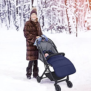 Stroller Bunting Bag for Baby, Infant Bunting Bag Winter Baby Sleeping Bag for Stroller Footmuff Waterproof, Warm Bunting Bag Toddler Sleeping Bag, Outdoor Universal Baby Bunting Bag, Dark Blue