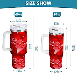 RPLIFE Roses Red 40oz Tumbler with Handle, Stainless Steel Tumbler with Straw, Coffee Tumbler