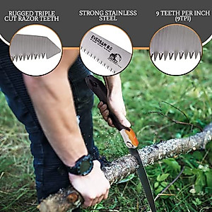 EverSaw Folding Hand Saw Camp Saw 8" Folding Saw - Pruning Saws for Tree Trimming Garden Saw – Rugged Camping Saw for Wood Cutter Trail Clearing Tree Limb Saw - Bone Saw for Hunting