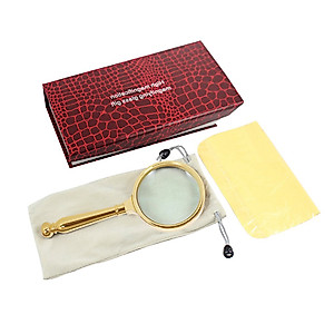 10X Handheld Magnifier with Metal Handle Golden,80mm Reading Magnifying Glass for Map,Newspaper,Documents,Labels,Failing Vision,Fire Starting,Jewelry,Crafts,Best Gifts for Seniors Kids