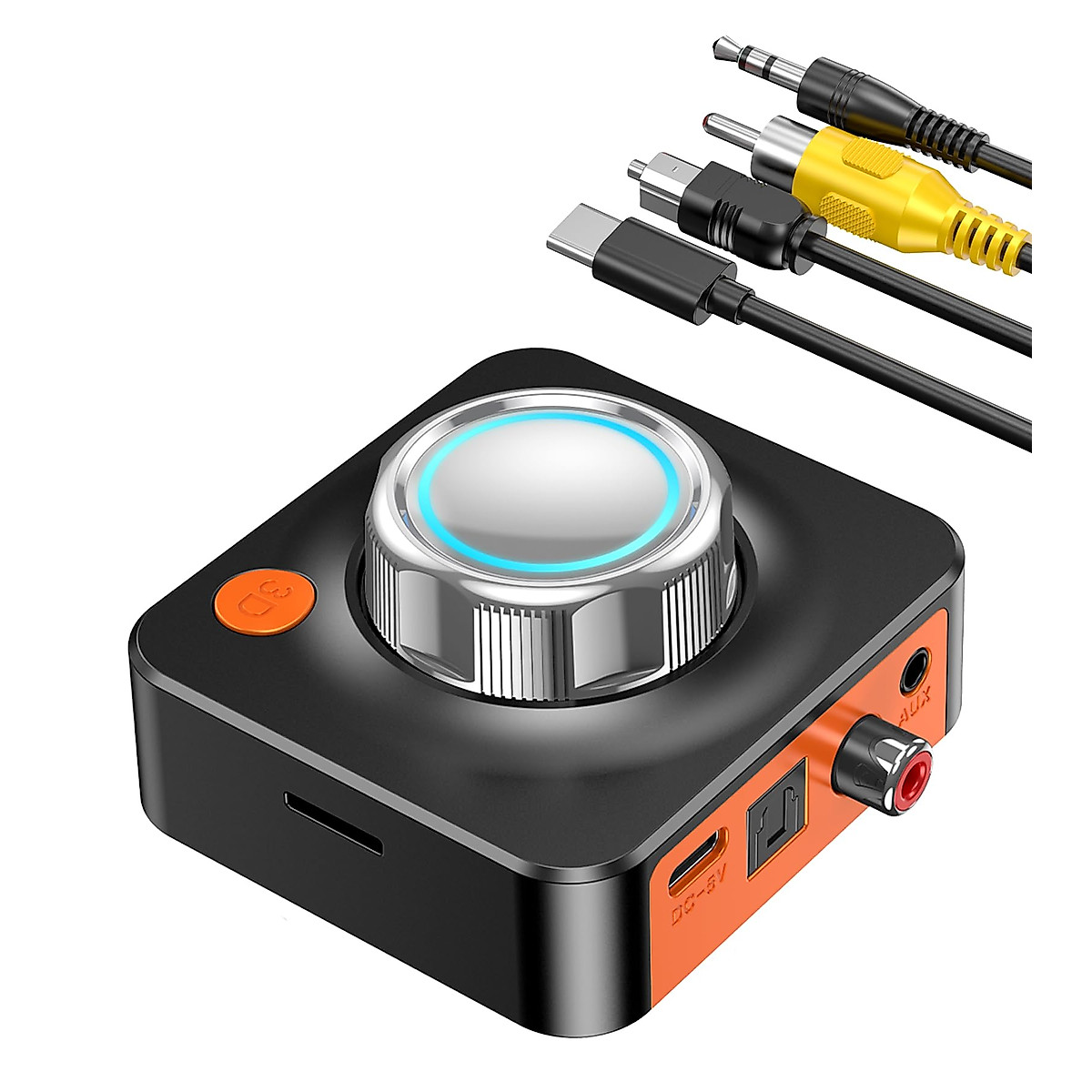 KAIY Bluetooth Audio Receiver, 3D Surround HiFi Music Streaming, 3.5mm AUX, Optical, Coaxial, TF Card Compatible, 33ft Range, No Battery