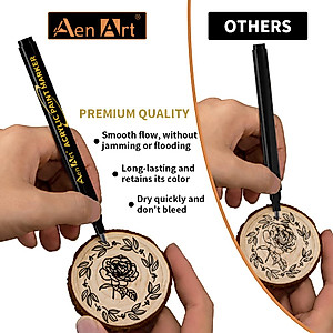 Black Paint Pens, 0.7mm Acrylic Paint Pens, 12 Pack Paint Markers for Wood Rock Plastic Glass Stone Metal Canvas Ceramic & DIY Mug Design, Fine Point