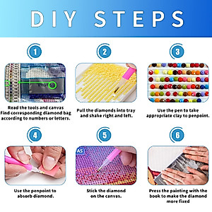 DIY 5D Diamond Painting by Number Kits for Adults and Kids, 16"X12" WINI The Poh Round Full Drill Crystal Rhinestone Embroidery Cross Stitch Arts Craft Canvas for Home Wall Decor