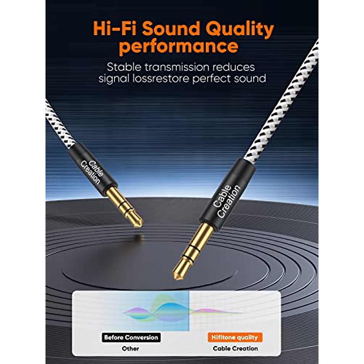 CableCreation 3.5mm Cable(6 Ft/1.8M) 3.5mm Audio Cable Male to Male, 1/8 Auxiliary Stereo Aux Cord Compatible with Headphones,Car,Speaker,iPods, iPads,Echo,Soundbox,Hi-Fi System.