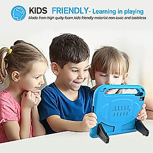 SUPNICE Kids Case for iPad 10.2 inch, iPad 9th/8th/7th 2021/2020/2019 Generation Case with Built-in Screen Protector, Durable Shockproof Lightweight Handle Stand Kids Cover for iPad 9/8/7 Gen, Blue