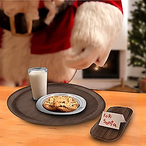 BEECORA Serving Tray Charcuterie Board -Round 15.5" Large Thin Food Platter w/Bonus Snack Tray for Party Host Entertaining Light Server Butter Board Kitchen Ottoman Tray Decor