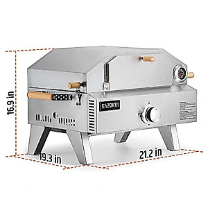 Razorri Comodo Outdoor Gas Pizza Oven Stainless Steel, 2-in-1 Portable Propane Fire Griller and Pizza Maker with 12 Inch Cordierite Baking Pizza Stone, Thermometer for BBQ, Camping, Backyard, Picnics