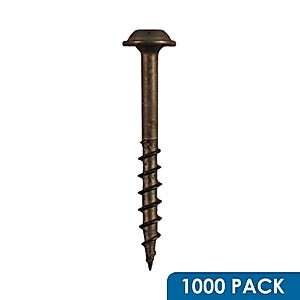 Rok Hardware #8 x 1" Pocket Hole Deck Screws Square Drive Round Washer Head Wood Deep Coarse 1000 Pack