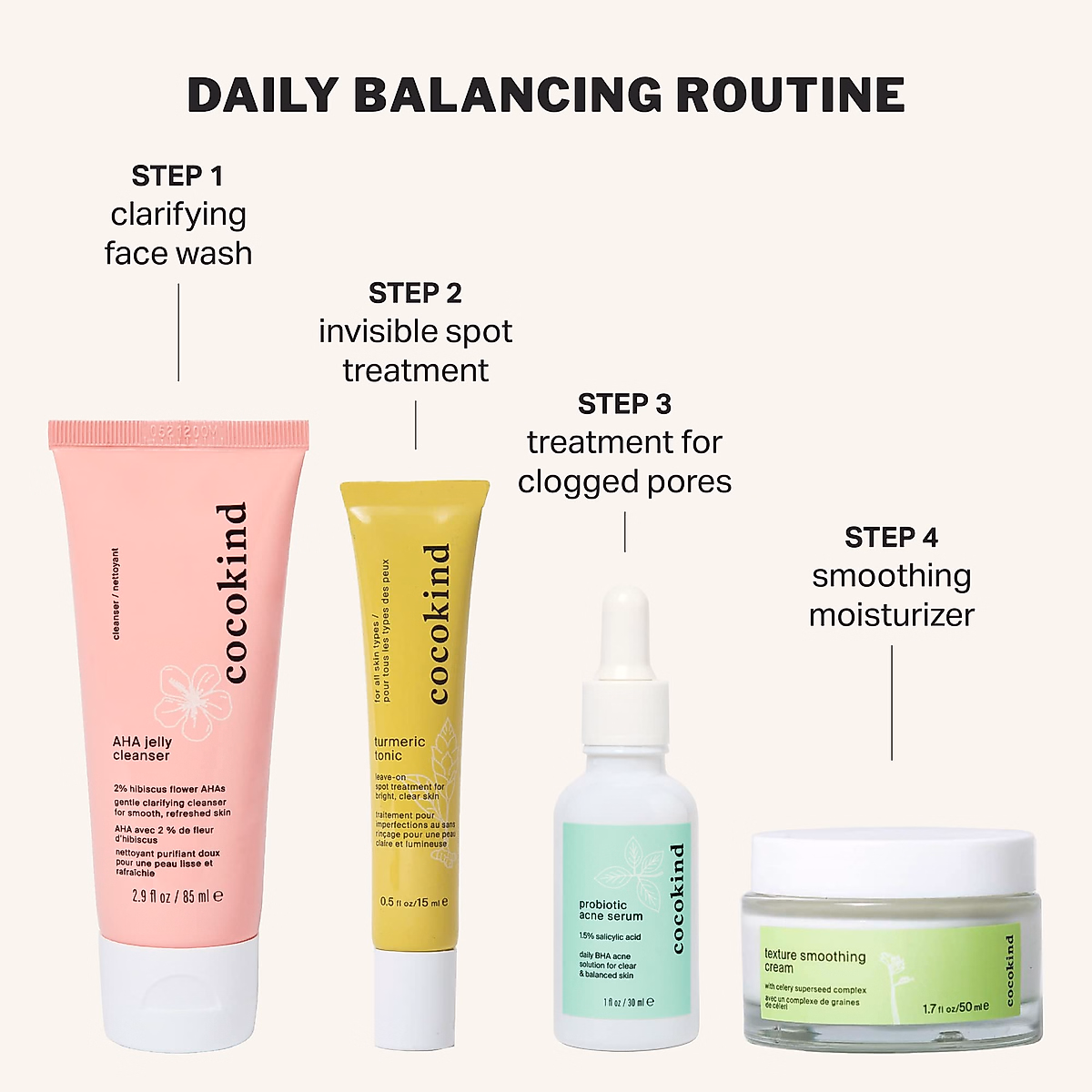 Cocokind Postbiotic Acne Serum, Salicylic Acid Serum and BHA Liquid Exfoliant - Exfoliating, Brightening and Hydrating Serum