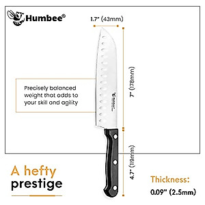 Humbee, 7.5-Inch Santoku Knife Stainless Steel Ultra Sharp Japanese Chef Knife Comfortable Grip Kitchen Knife