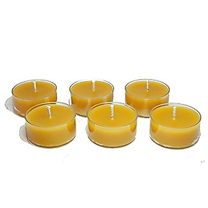 100% Pure Raw Beeswax Tea Lights Candles Organic Hand Made (Set of 6)
