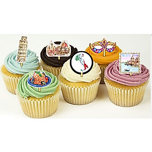 12 Italy Italian Theme Party Cupcake Toppers Picks