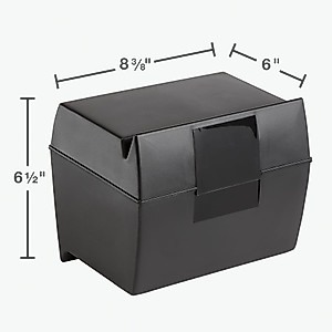 Oxford Plastic Index Card Box, 5 x 8 Inches, 500 Card Capacity, Black (01581)