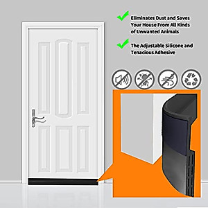 Door Draft Stopper Under Door Seal for Exterior/Interior Doors, Strong Adhesive Door Sweep Soundproof Weather Stripping, 2" W x 39" L, Black