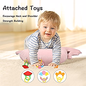 ChildLike Nursing Pillow,Plus Size Breastfeeding Pillows and Positioner Support for Mom and Baby,Soft Velvet Fabric Breastfeeding and Bottle Feeding Pillow,Tummy Time Prop with Toys (Pink)