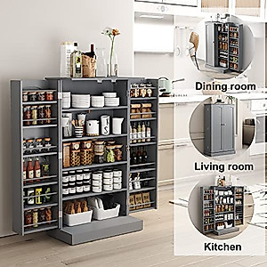 HOMEFORT 41" Kitchen Pantry Cabinet, Storage Cabinet with 6 Adjustable Shelves, Space Saving Cupboard Cabinet for Kitchen Pantry Office