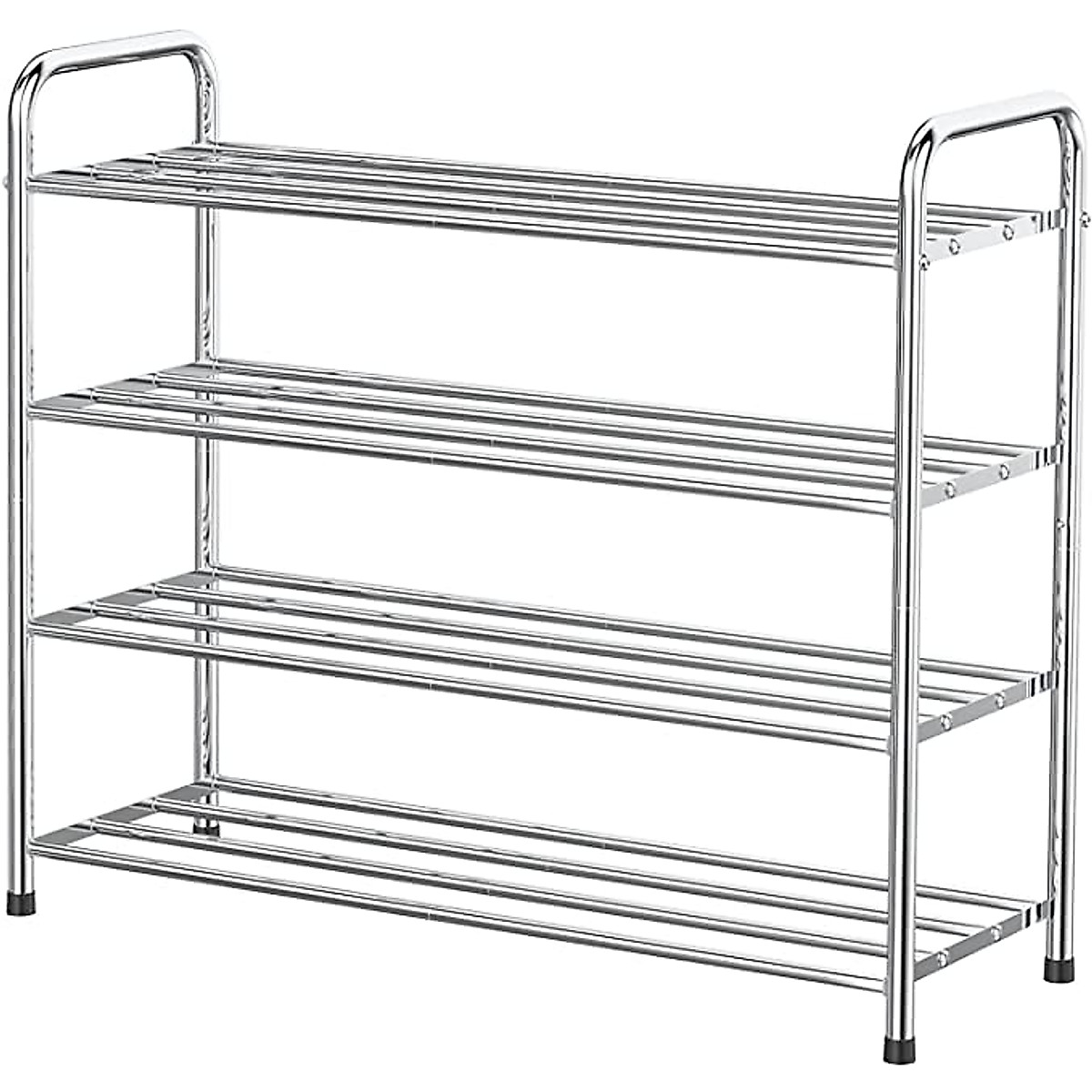 NEFSO 3-Tier Shoe Rack, 100% Stainless Steel Shoe Cabinet, Stackable 9 Pairs of Storage Racks, Suitable for Bedroom, Closet, Entrance, Dorm, L26 w9 h20(Silver)-Three Floors-Silver
