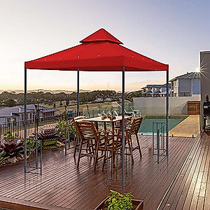 Yescom 8'x8' UV30+ Gazebo Canopy Replacement Top Cover Red for Dual Tier Outdoor Patio Garden Tent Y0018T02