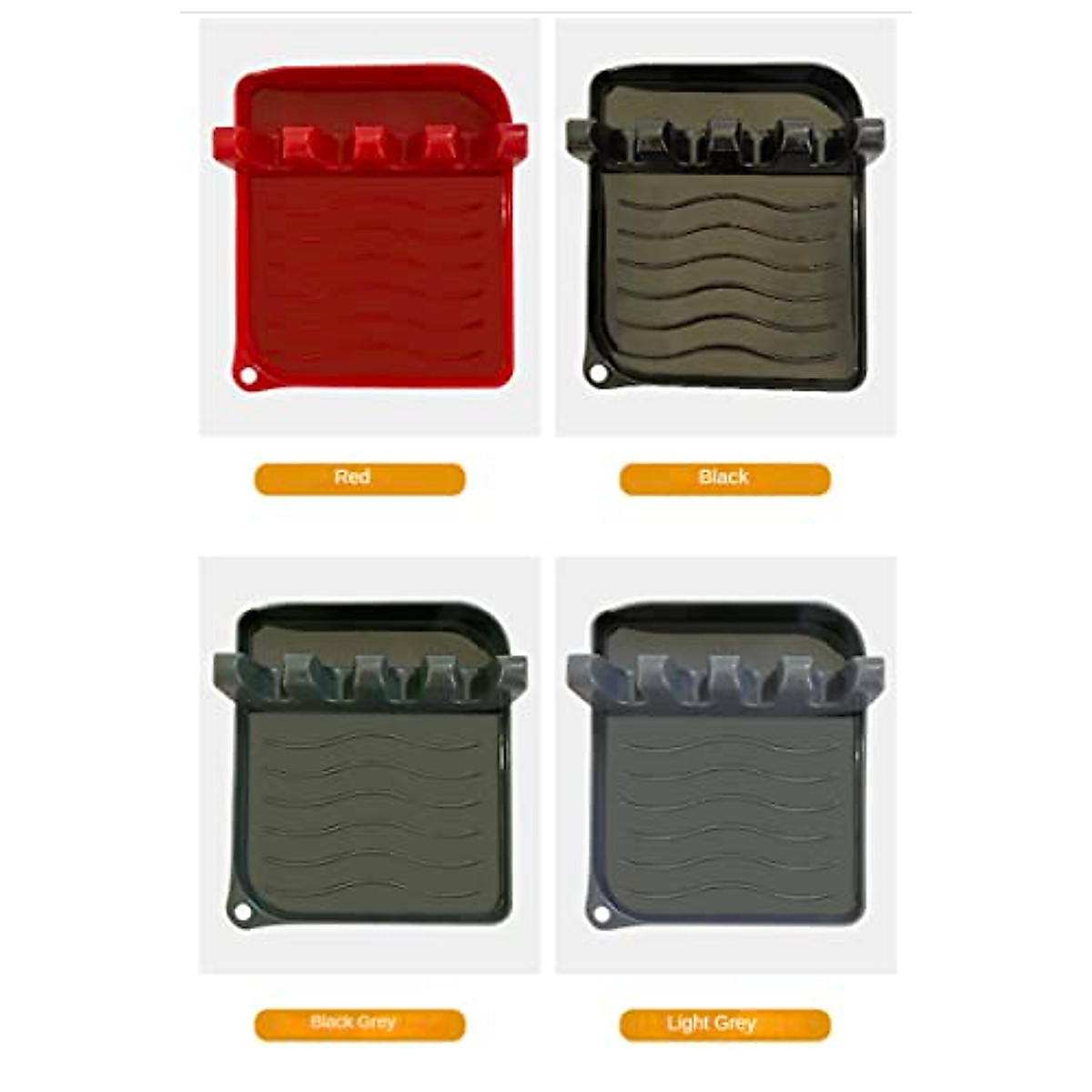 Kitchen Utensil Rest - 2 pack - BPA Free - Various Colors (Black Grey)