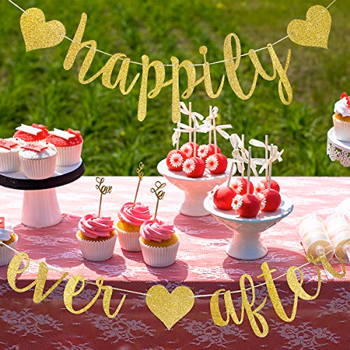 Happily Ever After Banner Gold Glitter, Bachelorette Party Decorations, Happily Ever After Decorations, Bridal Shower Banner, Wedding Engagement Decorations, Happily Eve After Sign