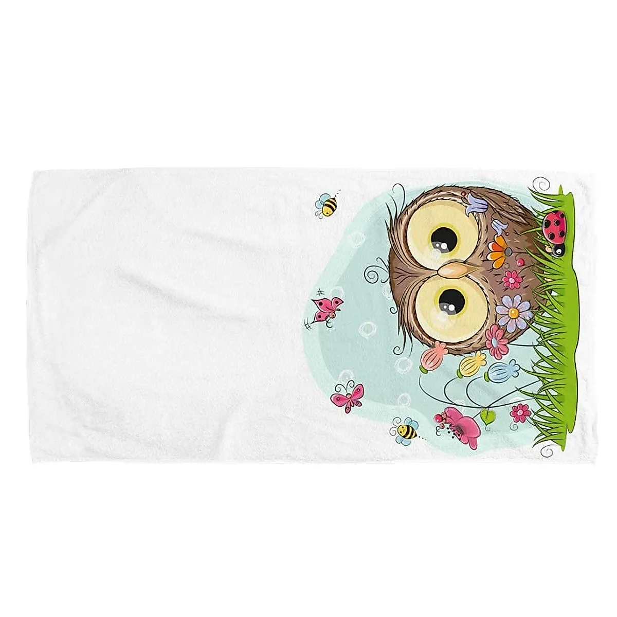 Bath Towels Face Towel Hand Cloth Cute Cartoon Owl for Bathroom Hotel Spa Kitchen Multi-Purpose Soft Washcloth 30 X 15 inch