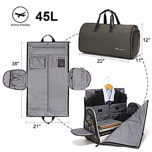 Convertible Garment Bag with Shoulder Strap, Modoker Carry on Garment Duffel Bag for Men Women - 2 in 1 Hanging Suitcase Suit Travel Bags,Forest Night