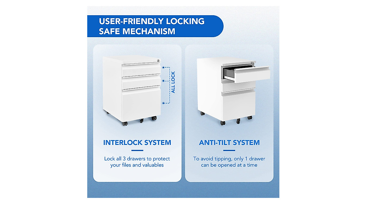 FLEXISPOT 3 Drawer Mobile File Cabinet - Efficient Storage