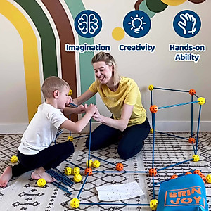 BRINJOY 158 PCS Fort Building Kit for Kids, Toddler Construction Fort Building Builder Toys for Boys Girls, DIY Build A Fort Set Indoor & Outdoor Educational Gift for Kids Age 5 6 7 8 10 12 Years Old