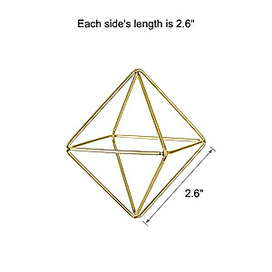 Mkono 5 Packs Air Plant Holder, Same Shape Metal Tabletop Himmeli Decor Geometric Planter Tillandsia Air Fern Display Stand with Each Side 2.6'' Long for Christma Decor Gifts for Plant Lovers, Gold