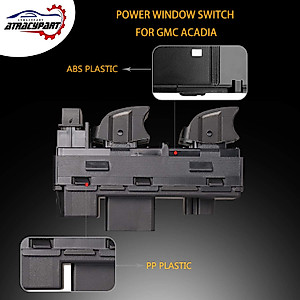 Driver Side Master Power Window Control Switch with RED Light for | 2007-2016 GMC Acadia | Replaces Part# 20945224