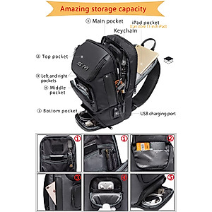 SMONT Sling Bag Crossbody Backpack Waterproof Men's Chest Bag with USB Charging Port Shoulder Casual Daypack for Cycling Fitness Walking