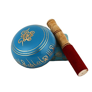 Zap Impex Tibetan Meditation Om Mani Singing Bowl/Cushion/Mallet (4 Inch, BLUE)