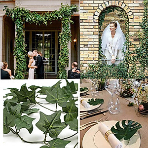 84FT Artificial Vines with Leaves Fake Ivy Foliage Flowers Hanging Garland 12PCS Individual Strands Artificial Tropical Leaves,Home Party Wall Garden Wedding Decors Indoor Outdoor