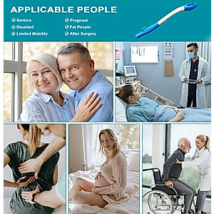 Foldable Toilet Aids for Wiping - Butt Wiper Self Wipe Assist Toilet Aid Wand - Long Reach Comfort Bottom Wiping Aid Tool - Daily Living Bathroom Aids for Limited Mobility