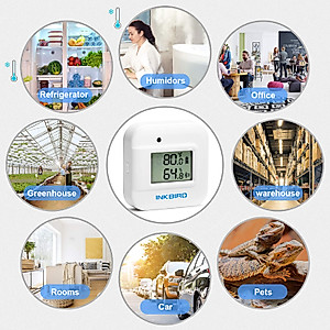 Inkbird Smart Thermometer Temperature and Humidity Monitor Hygrometer Indoor, Free APP for iOS and Android, IBS-TH2 Plus Version Supports External Temperature Probe and Digital Display.