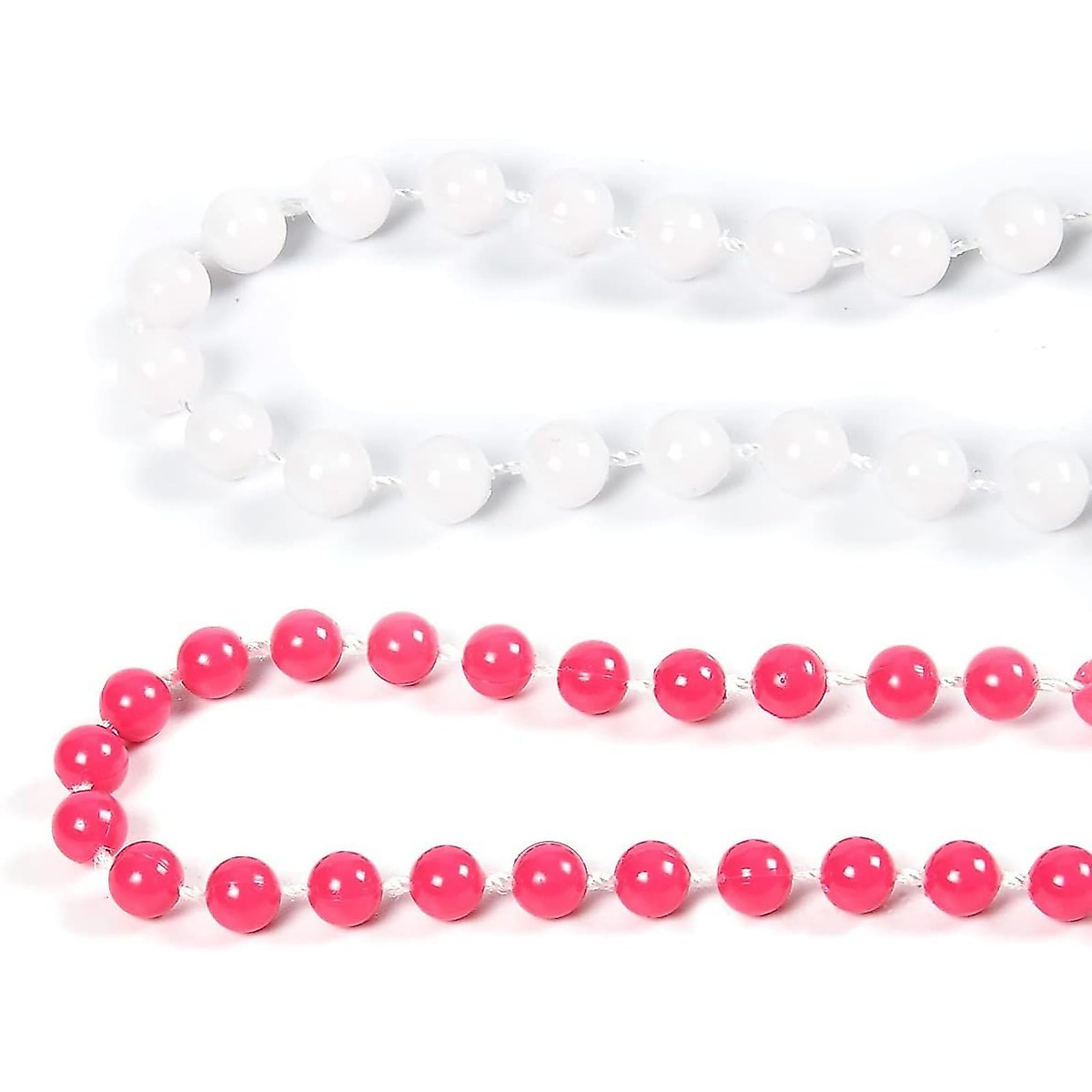 Sparkle and Bash 6-Pack Team Bride and Bride To Be Plastic Beaded Shot Glasses Necklaces - Perfect for Bachelorette, Hot Pink and White with Gold Font - 30.4 Inches Long