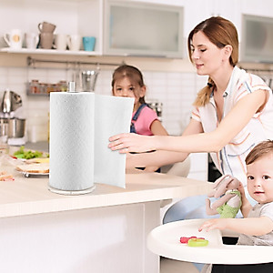 Worhe Clear Acrylic Paper Towel Holder Countertop 5.9" Diameter Thickening Sturdy Base, for Kitchen Bathroom Vanity Countertop , Paper Towel Dispenser for Tear Paper Towel Roll 1 Pack(YGC001)