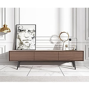 WILLIAMSPACE 70.2" Mid-Century Modern TV Stand for TVs up to 75 inch, TV Console Media Cabinet with Storage, Home Entertainment Center for Living Room Office (Walnut)