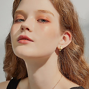 micuco Small Gold Hoop Earrings for Women 14K Gold Plated Huggie Hoop Earrings 8mm