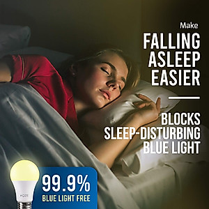 KOZE Sleep Light Bulb 2-Pack Amber Lights Blue - Blocking LED Light Bulb - 1600K Color Temp w/No Blue Light - Sleep Aid for Baby Nursery Light, 3.5 watt