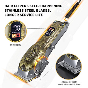 Bestauty Beard Trimmer, Barber Clippers Set Nose Hair Trimmer for Men Professional Cordless 2500mAh Waterproof Hair Clippers for Haircut Carving Shaving Trim Nose Hair (Bronze)