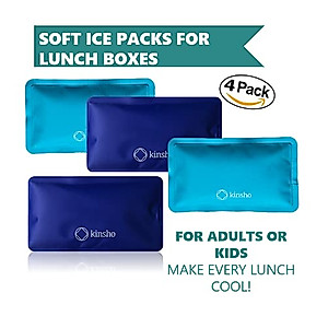 Bundle of Bento Lunch Box for Kids Boys Adults with Utensils (Blue) + Ice Packs for Lunch Bags (Blue & Turquoise)