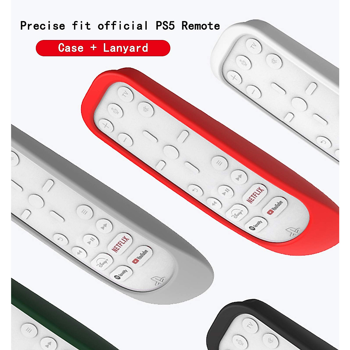 2 Pack PS5 Media Remote Cover, Protective Skin for Sony PlayStation Media Remote with Hand Strap, Shockproof, Anti-Slip, Washable, Skin-Friendly - ZEYA (Black/White)