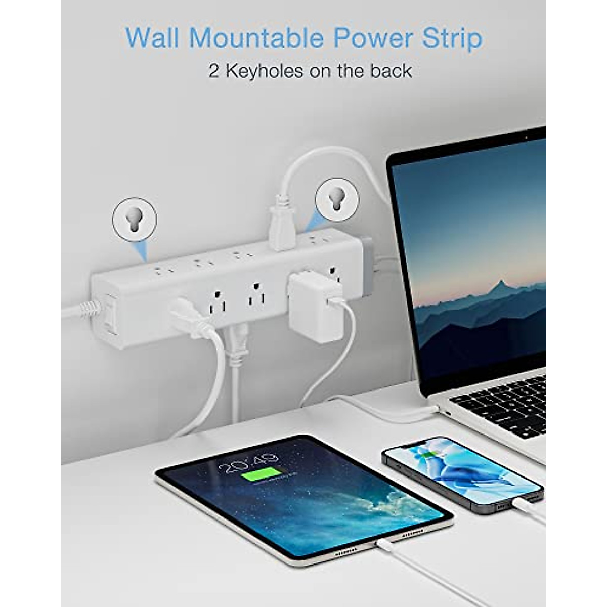 Surge Protector Power Strip 15 Outlets, TESSAN 1875W 15A Extension Cord with Multiple Outlets 6 ft, 3 USB Charging Ports, 1050J, Mountable, Flat Plug, Home Office College Dorm Room Essentials