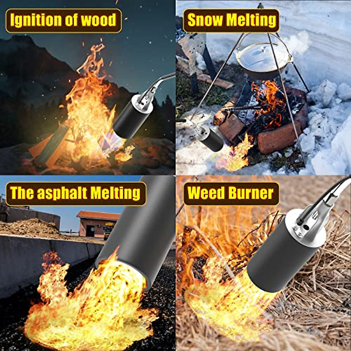 E-SDS Propane Torch Weed Burner Kit, Weed Torch 500,000 BTU Blow Torch with 9.8 FT Hose Heavy Duty Flame thrower with 2 Turbo Trigger Electronic Igniters for Weeds, Snow Melting, Roofing, Roads