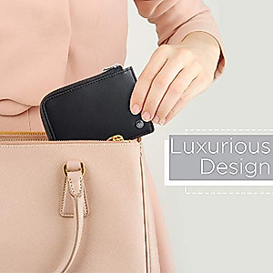 SERMAN BRANDS Small Wallets for Women. Slim Wallet for Women with Coin Purse and Credit Card Holder. RFID Wallet Women Vegan Leather Wallet (Midnight Mini)