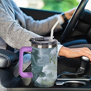 Lily Flower Insulated Tumbler with Lid And Straw Stainless Steel Travel Coffee Mug 40oz Violet-style