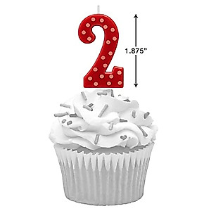 Papyrus Number 2 Birthday Candle, Red Polka Dots (1-Count)